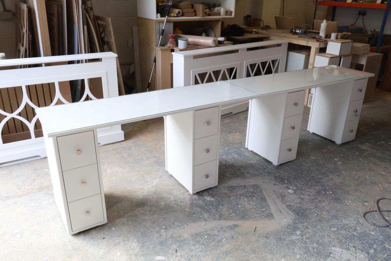 Premium 3-Station Nail Desk with Stylish Design and Durable Build